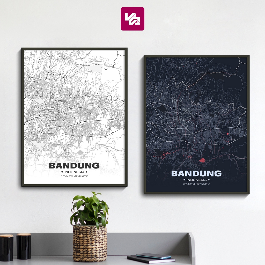 Jual Poster Peta Bandung - City Map Poster | Frameblock ukuran 30x40 cm ...