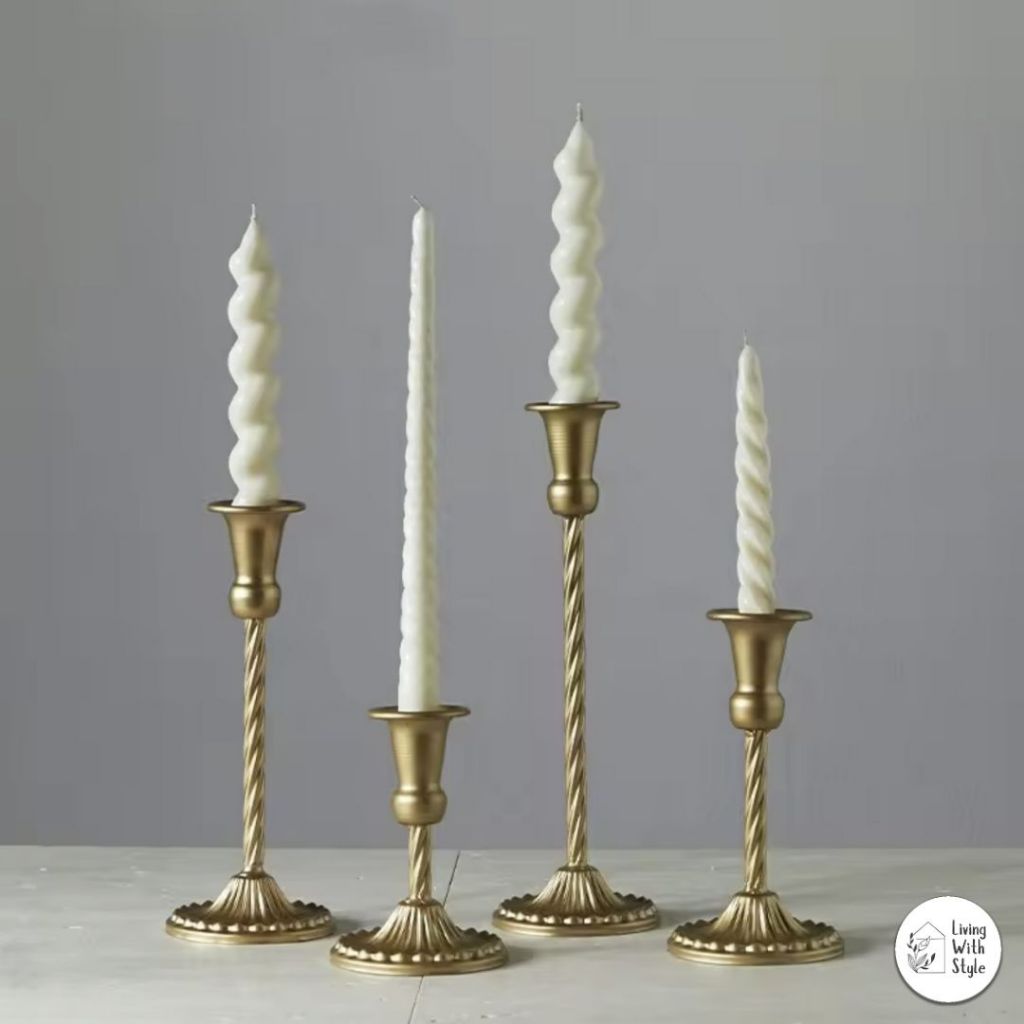 Jual Living With Style - Gold Meta Candle Holder Set 5 in 1 / Set Isi 5 ...