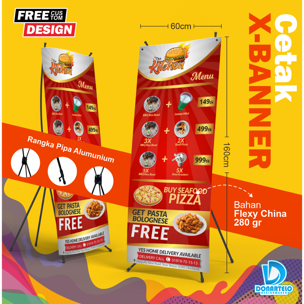 Jual FREE DESAIN Cetak X Banner 160cm X 60cm 1 hari jadi, BANNER USAHA ...