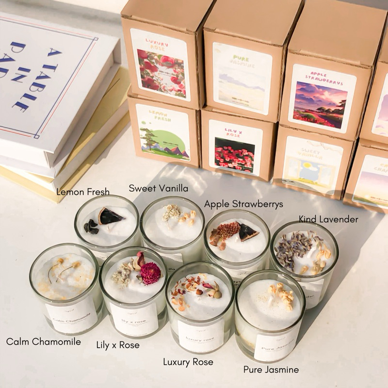 Jual Scented Candle Jar Kaca / Lilin aroma terapi / palm wax | Shopee ...