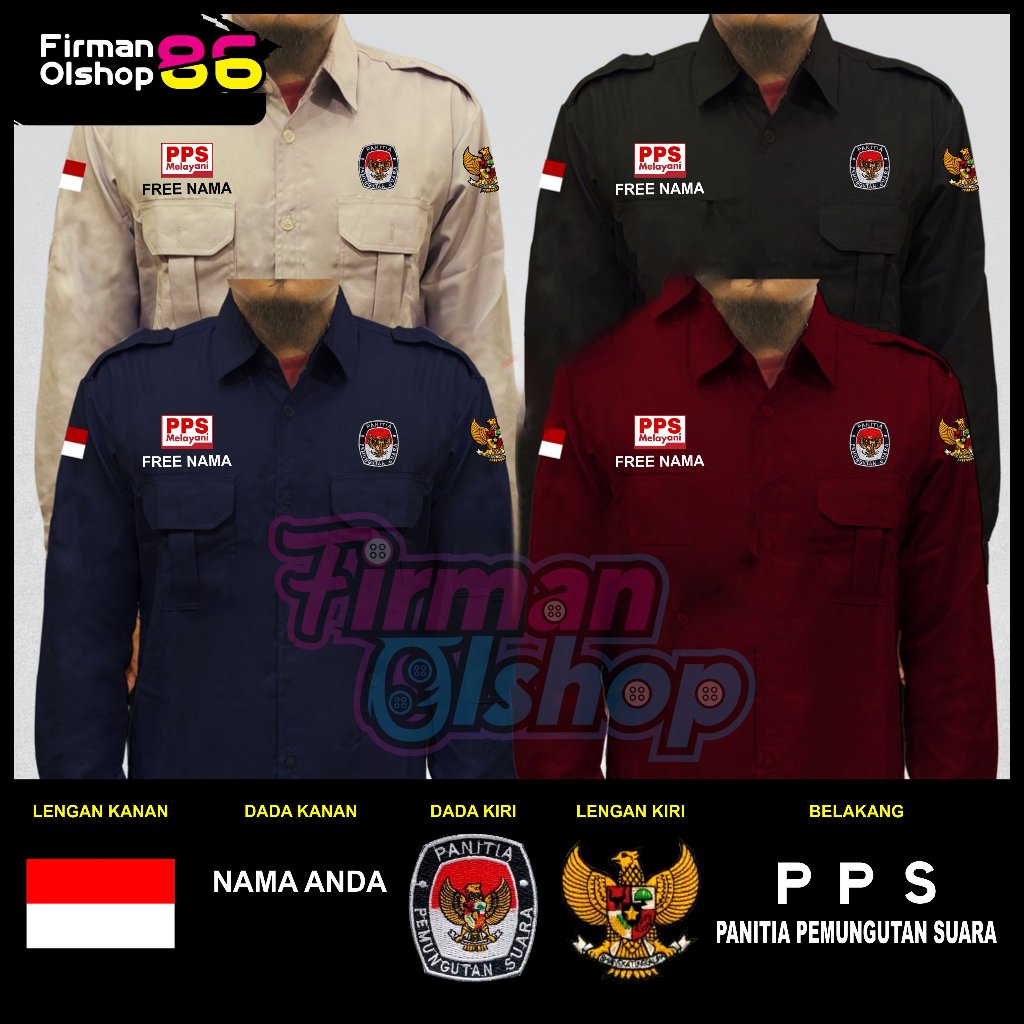 Jual BIGSIZE Kemeja PPS full atribut baju PPS SEKRETARIAT PPS seragam ...