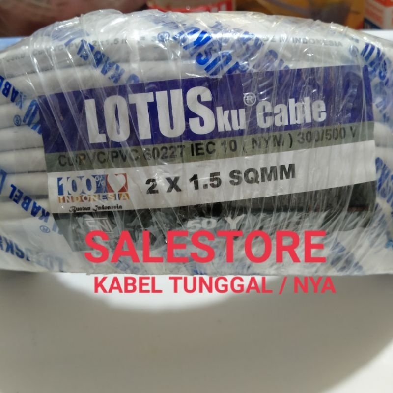 Jual Kabel Listrik NYM/Kabel Listrik tunggal 2x1,5mm /Merek LOTUS /GIPEL/ Harga Permeter ...