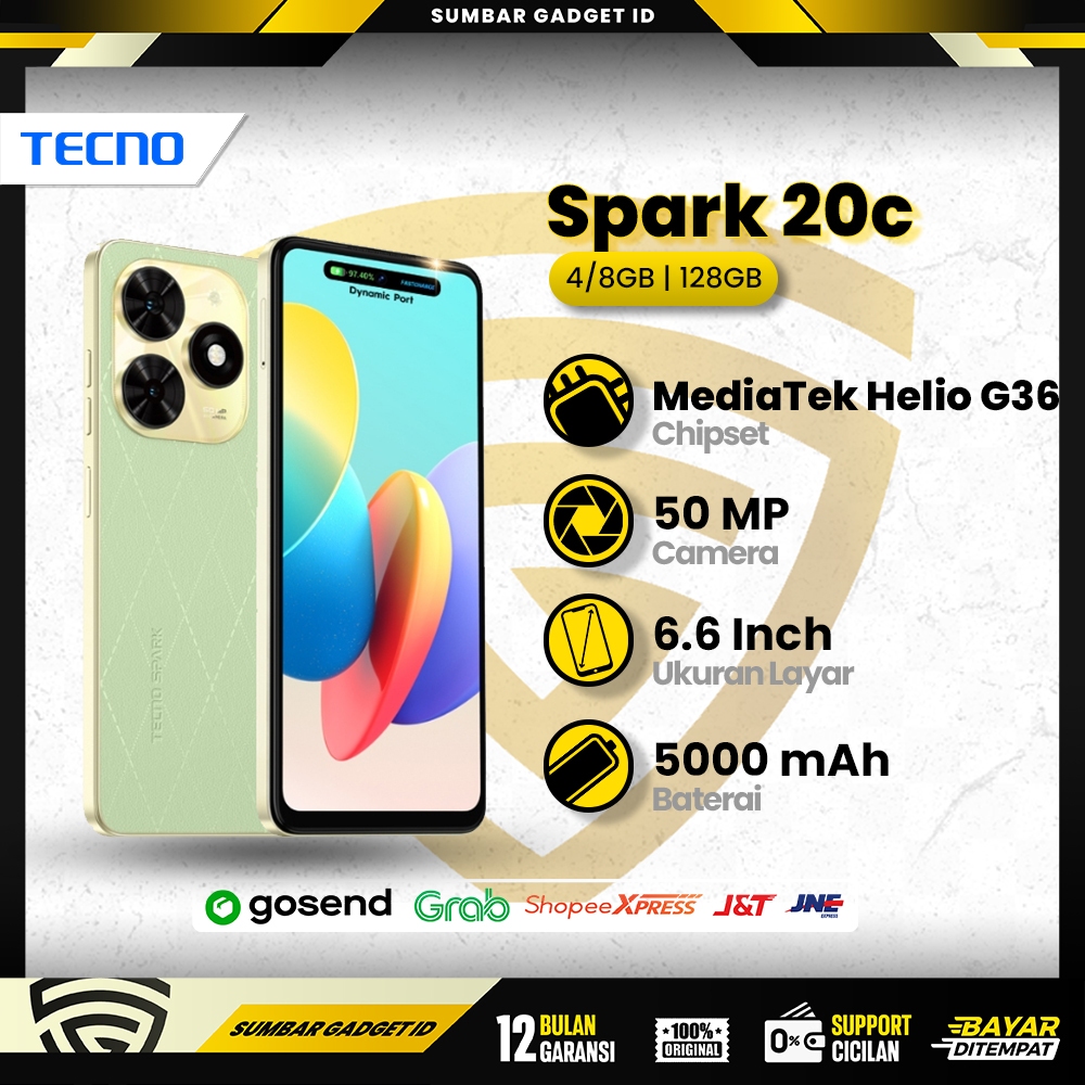 Jual Tecno Spark 20C NFC 4/8GB+128GB [Extended RAM hingga 8 GB] Handphone Android Terbaru ...