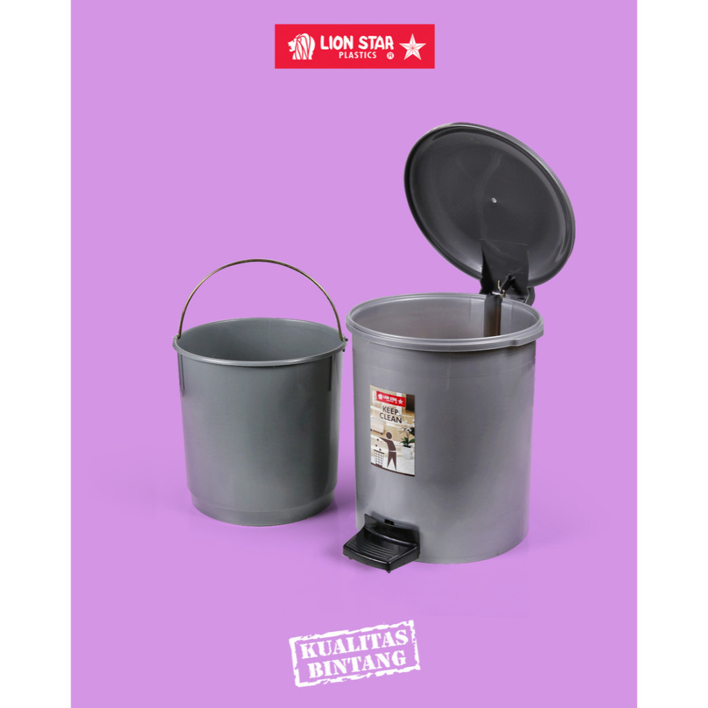 Jual Tempat Tong Sampah Injak Bulat Plastik 10 Liter Round Step on Dustbin Lion Star C-11 ...