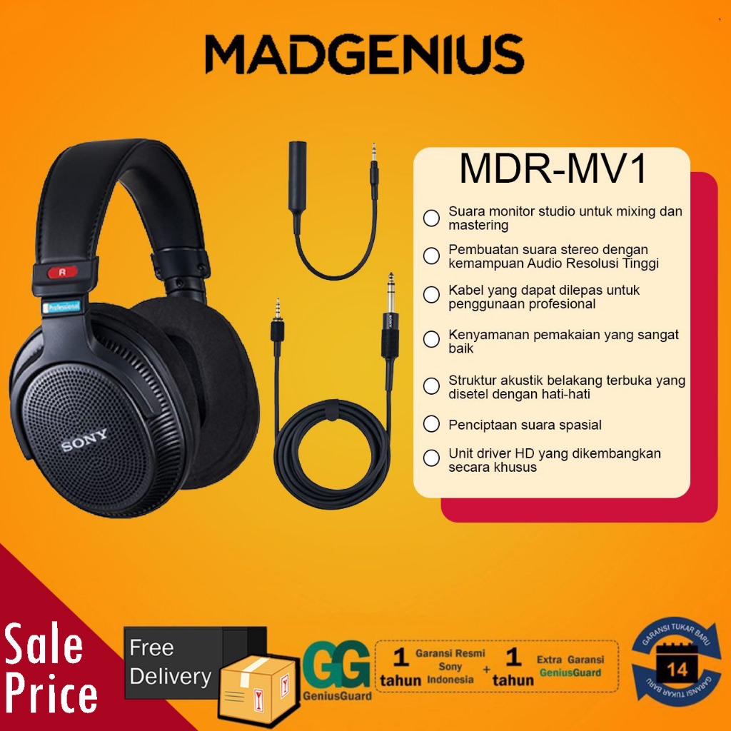 Jual SONY Original Headphone Sony MDR-MV1 / MDRMV1 / MDR MV1 Headphone Studio Monitor Open Back ...