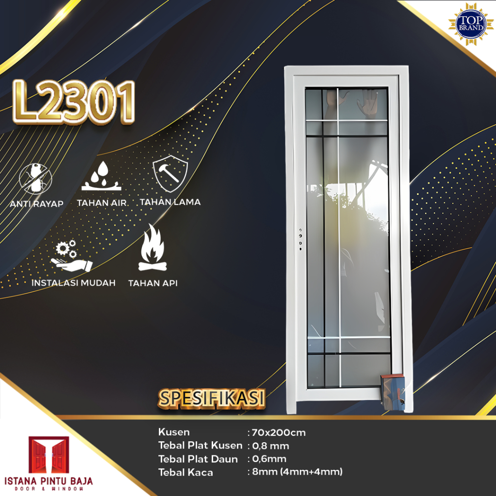 Jual IPB - (PINTU TOILET L2301) Set Pintu Kamar Mandi / Pintu ToiIPB - let Aluminium / Full kaca ...