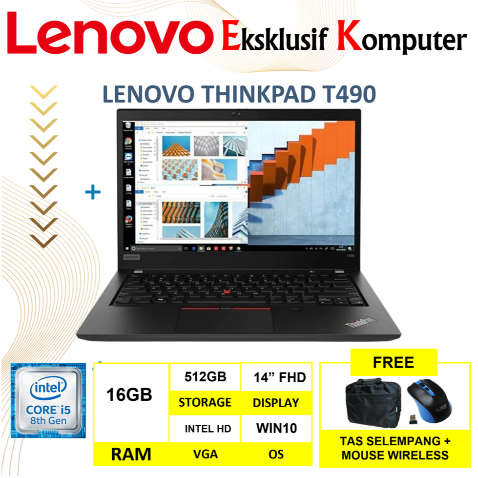 Jual Laptop bisnis Lenovo Thinkpad T490 Intel i5 gen 8 ram 16gb 512gb ...