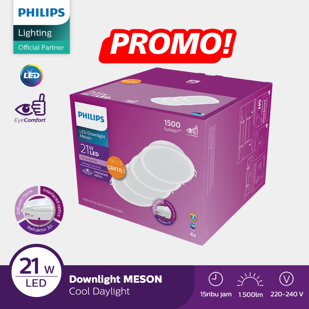 Jual Philips Lampu Downlight LED Meson Multipack 59469 175 21W 65K ...