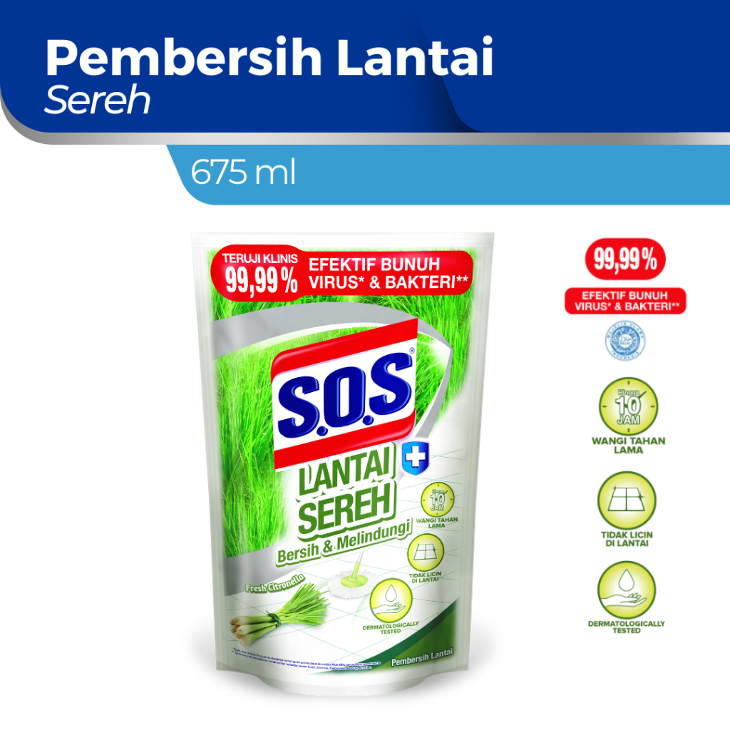 Jual SOS Pembersih Lantai Sereh Isi Ulang 675ml - Anti Serangga [Exp : 05.2027] | Shopee Indonesia