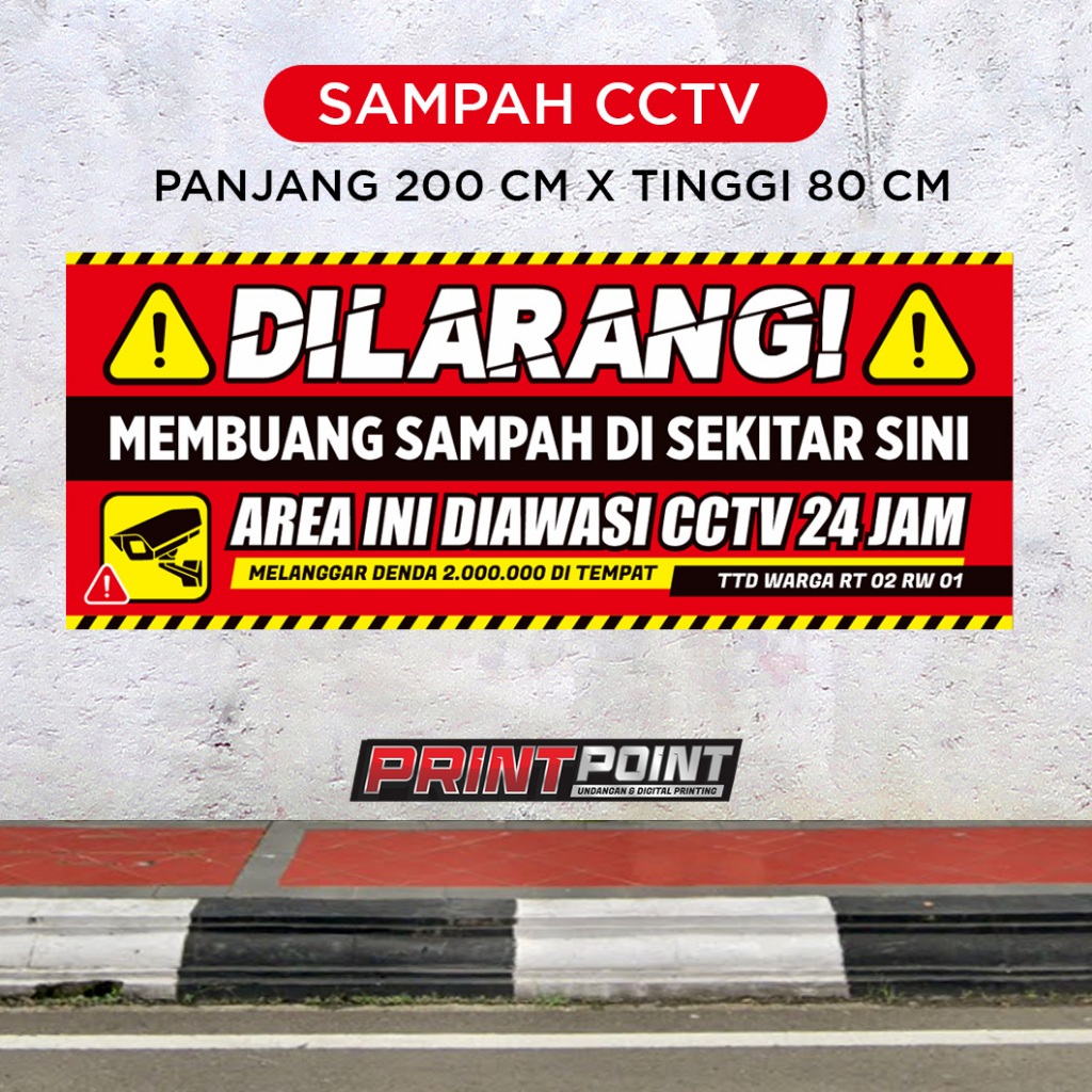 Jual Spanduk Dilarang Buang Sampah Sembarangan Banner Cctv Untuk Kompleks dan Resmi, Bahan tebal ...