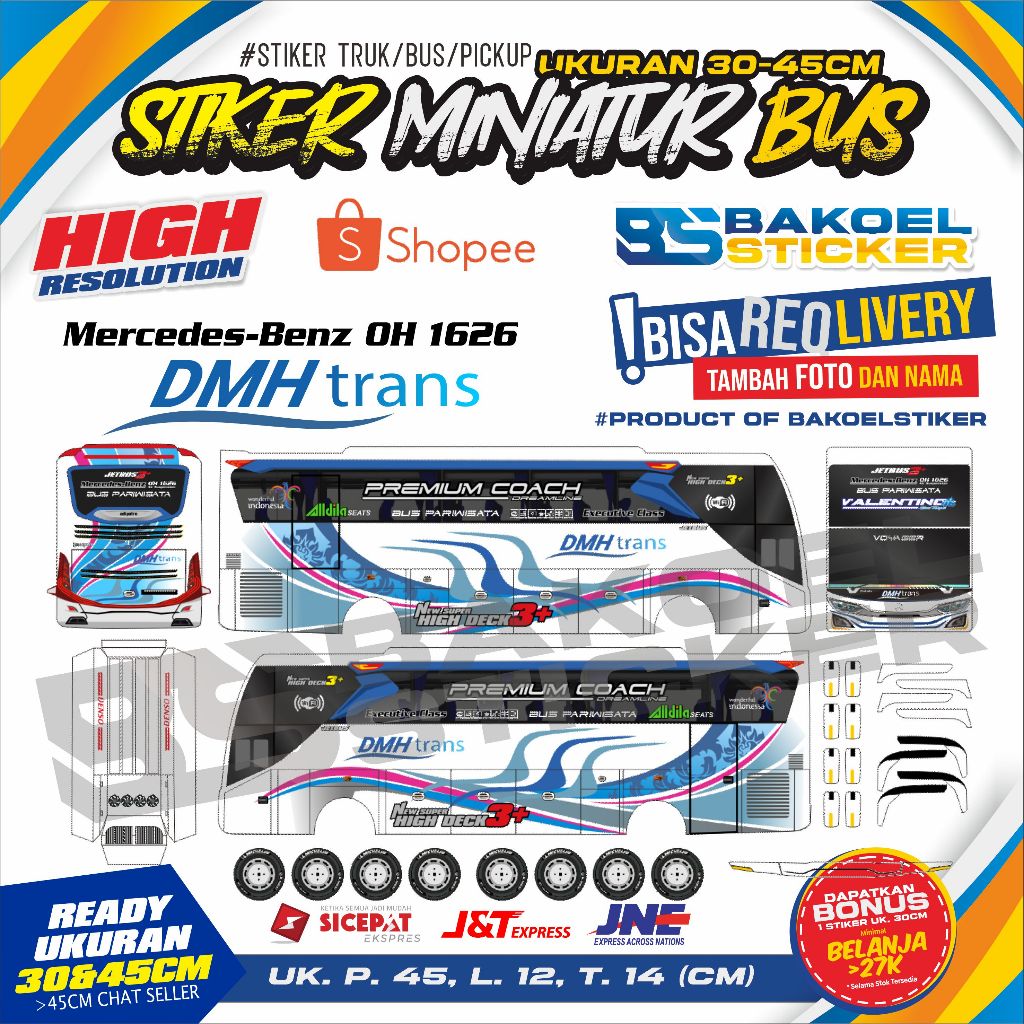 Jual Stiker Miniatur Bus PARIWISATA uk.30-45cm | Shopee Indonesia