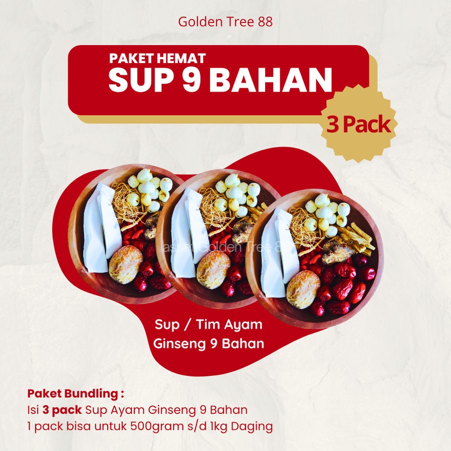 Jual Paket Hemat 3 Pack Premium Tim Ayam 9 Bahan Sup Ayam Ginseng Fresh ...