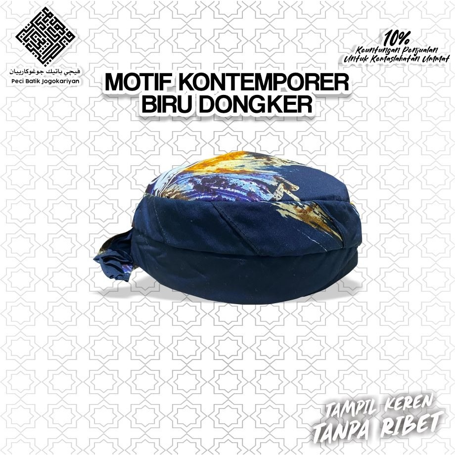 Jual Peci Batik Jogokariyan Motif Kontemporer Biru Donker | Shopee ...