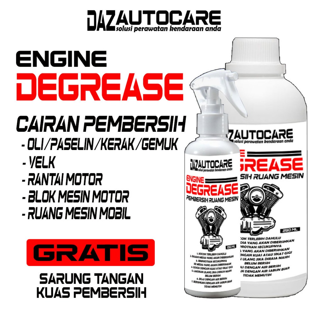 Jual DAZ autocare ENGINE DEGREASE Cairan Pembersih Karat dan Kerak Mesin Mobil Rust Cleaner ...