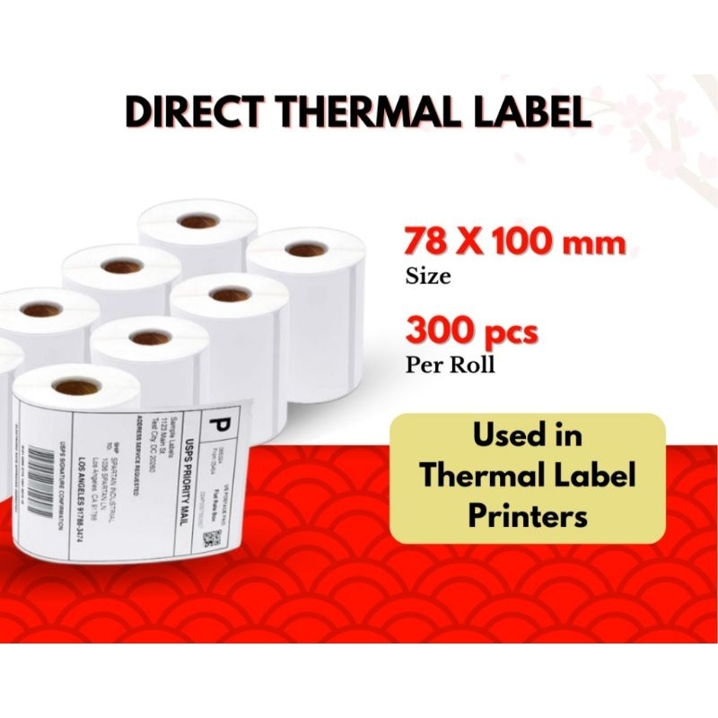 Jual Kertas Sticker Label Thermal Resi 78x100 mm | Isi 300 Lembar per Roll | Shopee Indonesia