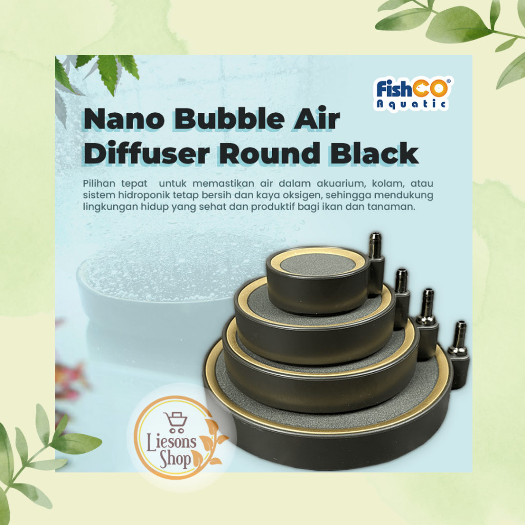 Jual Airstone Micro Bubble Air Diffuser Round Black Fishco - Batu Aerator Gelembung Udara ...