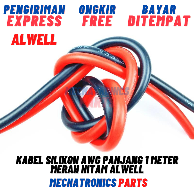 Jual Kabel Silikon AWG Panjang 1 Meter Merah Hitam ALWELL Silicone High ...