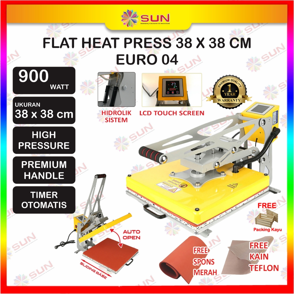 Jual Mesin Press Sablon Kaos OTOMATIS Auto Open Sliding 38x38 / EURO-04 ...