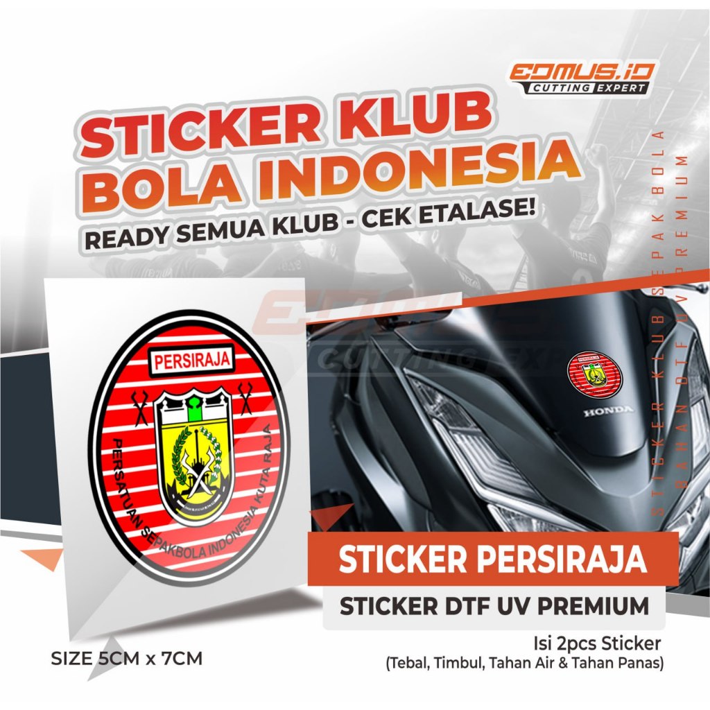 Jual Sticker PERSIRAJA - Sticker DTF UV - Seri Klub Sepak Bola ...
