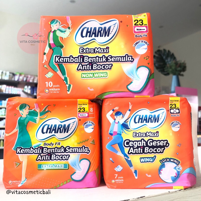 Jual CHARM PEMBALUT BODY FIT EXTRA MAXI 23CM softex WING 10 PADS ...