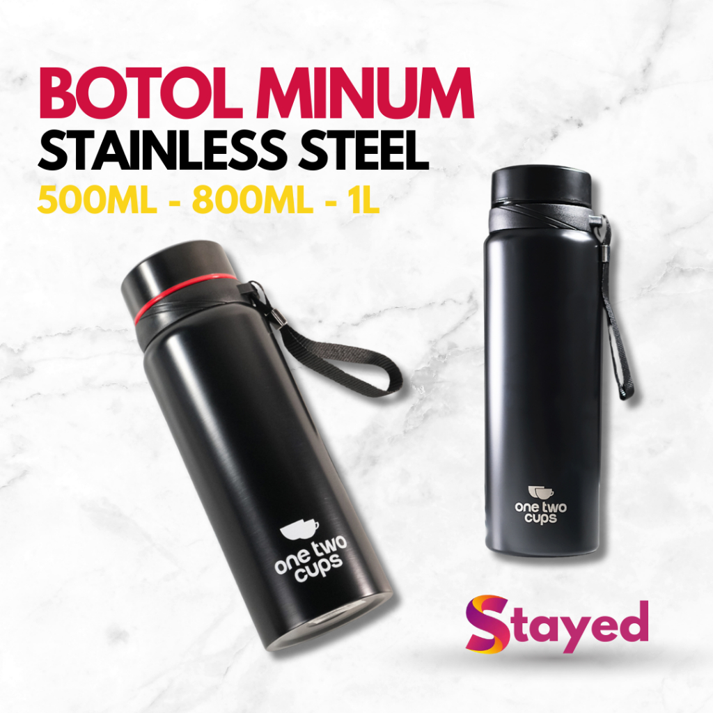 Jual One Two Cups Botol Minum Termos Air Panas Dingin Stainless Steel 800ml 500ml | Shopee Indonesia