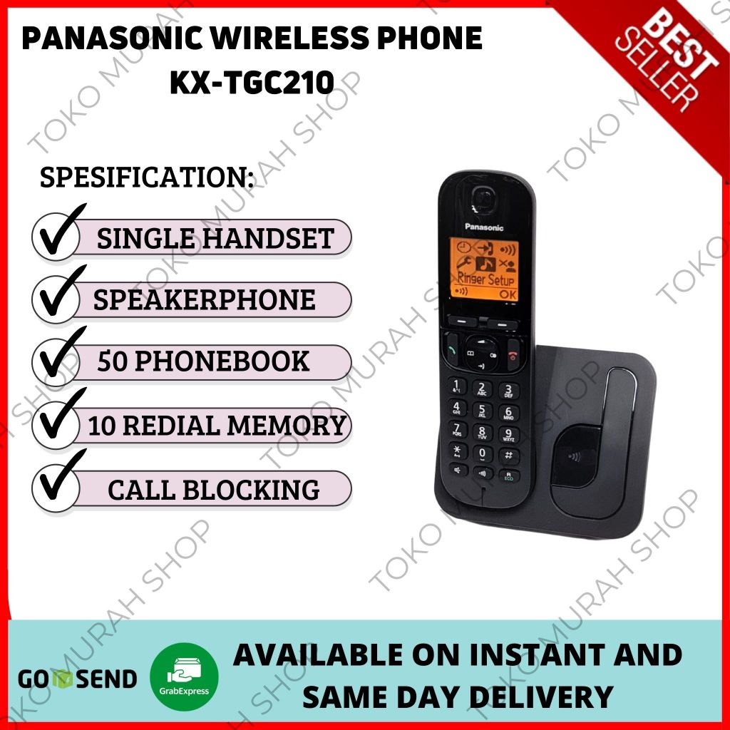 Jual Telephone Wireless Panasonic KX-TGC210 Hitam | Shopee Indonesia