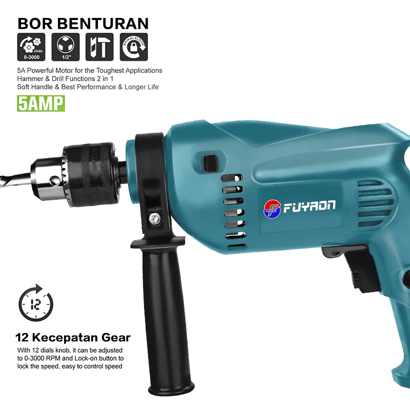 Jual FUYAON [COD] Bor Impact Elektrik 13Mm Set Bor Impact 580W Bor ...