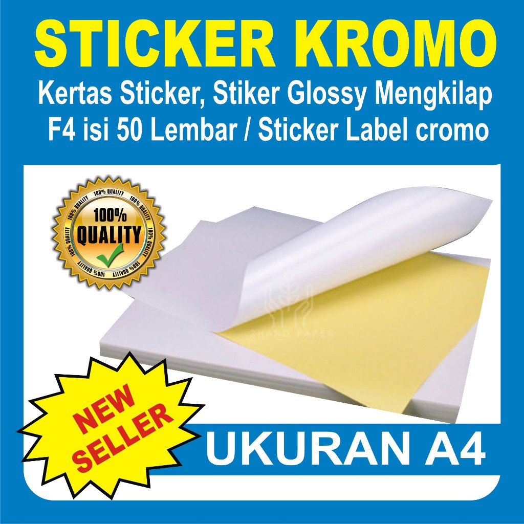 Jual Kertas Sticker, Stiker Glossy Mengkilap A4 isi 50 & 20 Lembar ...
