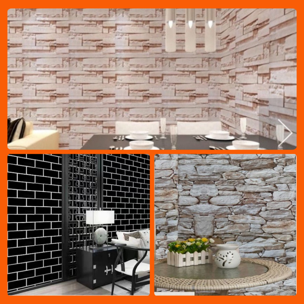 Jual [COD 10M] Sticker Dinding Motif Batu Bata Wallpaper Dinding Batu ...