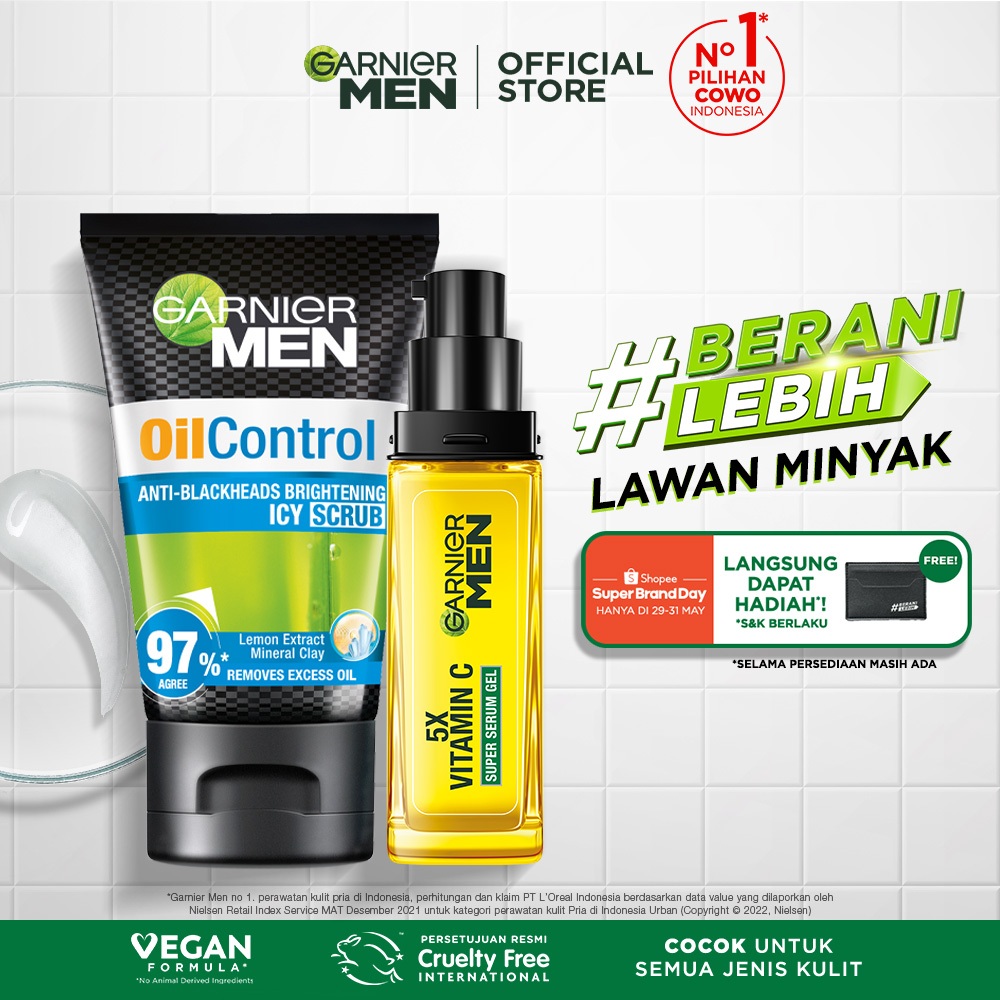 Jual Garnier Men Brightening Simple Set Turbo Bright Super Serum Gel 30 ...