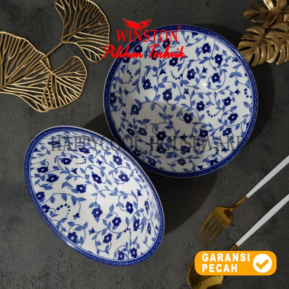 Jual WINSTON 1pcs Mangkok Keramik 7in Alamanda Biru Mangkok Makan Dalam ...