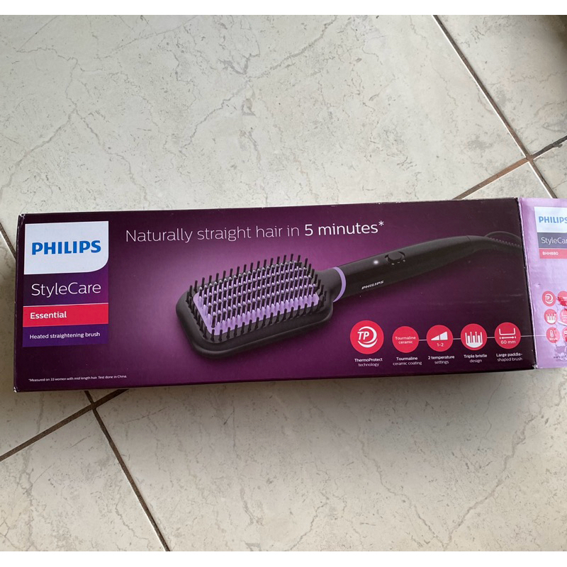 Jual Philips Heated Straightening Brush BHH880/Style Care Essential ...