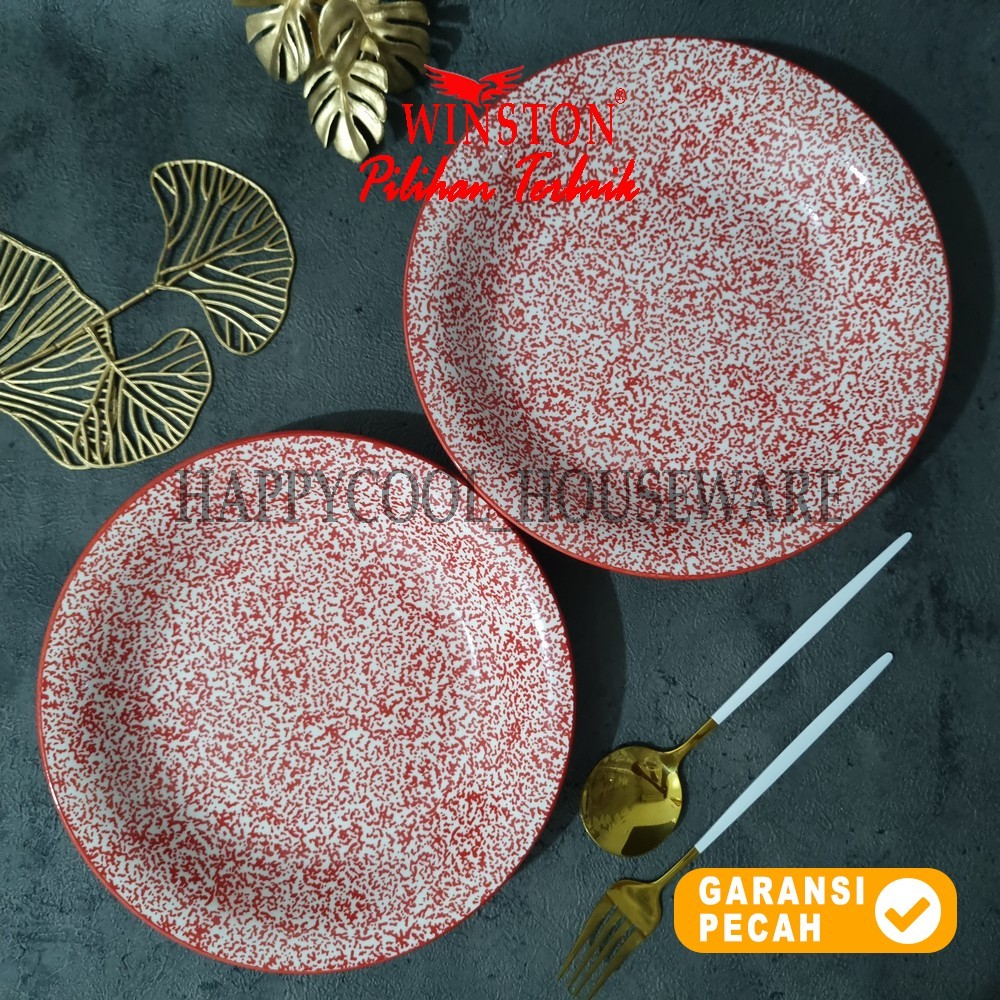 Jual WINSTON 1pcs Piring Lontong Keramik 9,25 inch Lurik Merah Dinner ...