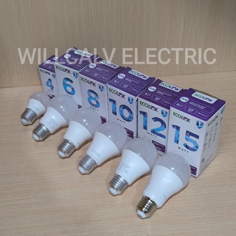 Jual Lampu Ecolink Led bulb 4W 6W 8W 10W 12W 15W 19W putih 6500K kuning ...