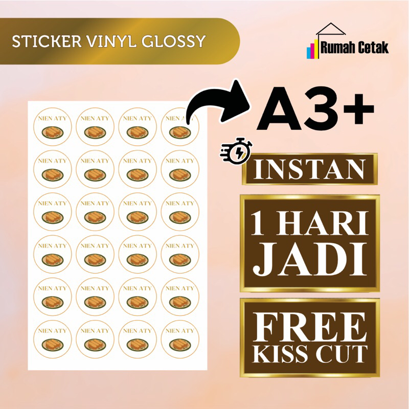Jual Print Cetak Label Stiker Vinyl A3+ (FREE CUTTING) Label Makanan ...