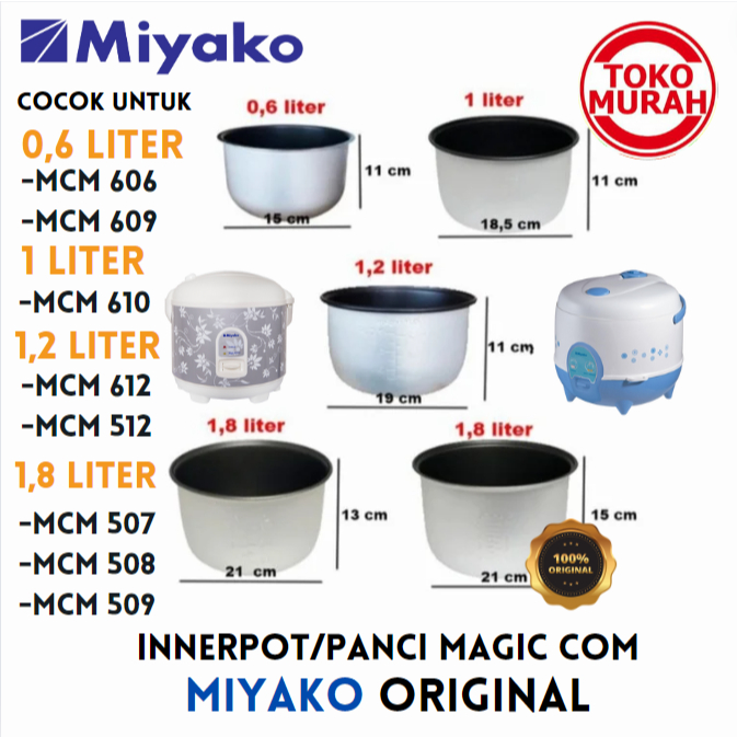 Jual Panci Teflon Inner Pot Magic Com MIYAKO Hitam Anti Lengket ...