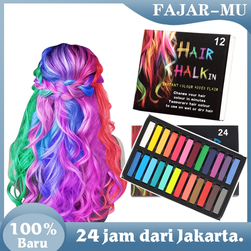Jual Hair Chalk Isi 12 24 Warna Soft Pastel Pewarna Rambut Temporary ...