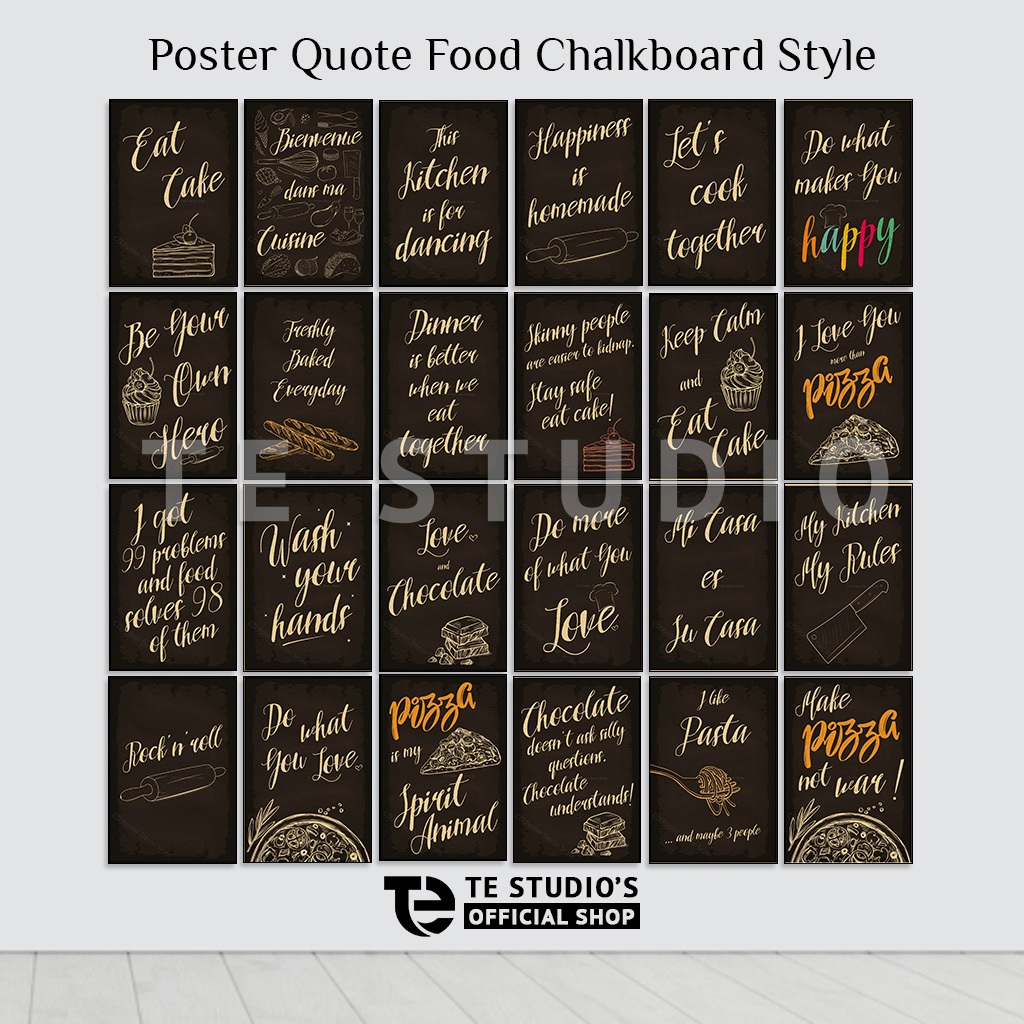Jual Poster Dinding Kutipan Makanan Gaya Papan Tulis Vintage Isi 12Pcs ...