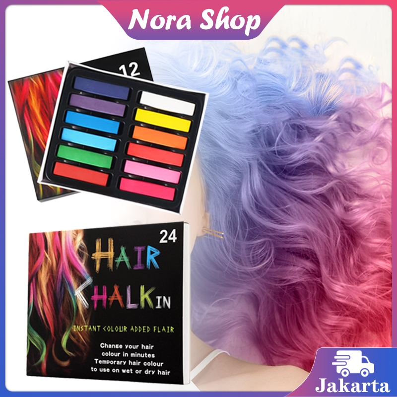 Jual 12 24 Warna Hair Chalk Pastel Lembut Rambut Temporary Krayon Kapur ...