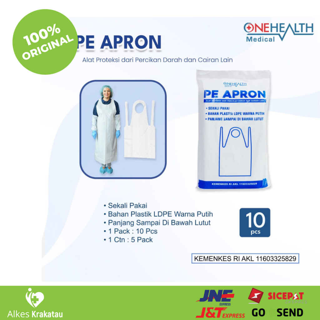 Jual Pe Apron Medis Disposable LDPE Tebal isi 10 Pcs Celemek Plastik ...