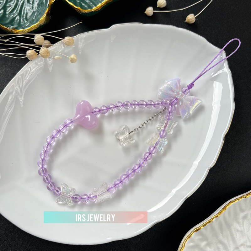 Jual Phone Strap Beads Ungu Series/ Tali Lanyard Handphone Manik Pita ...