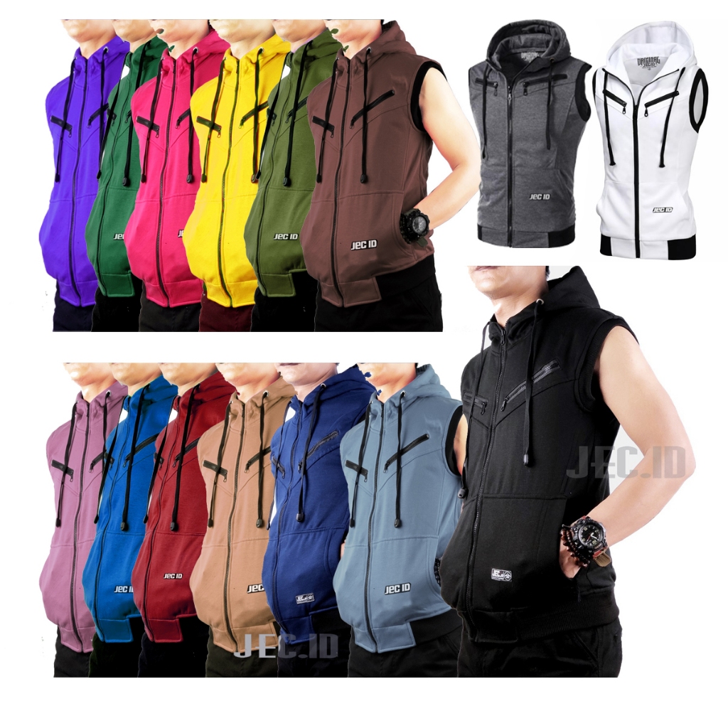 Jual Jaket Rompi Hoodie Jec Vest Design SLimfit Tebal Sporty Full ...