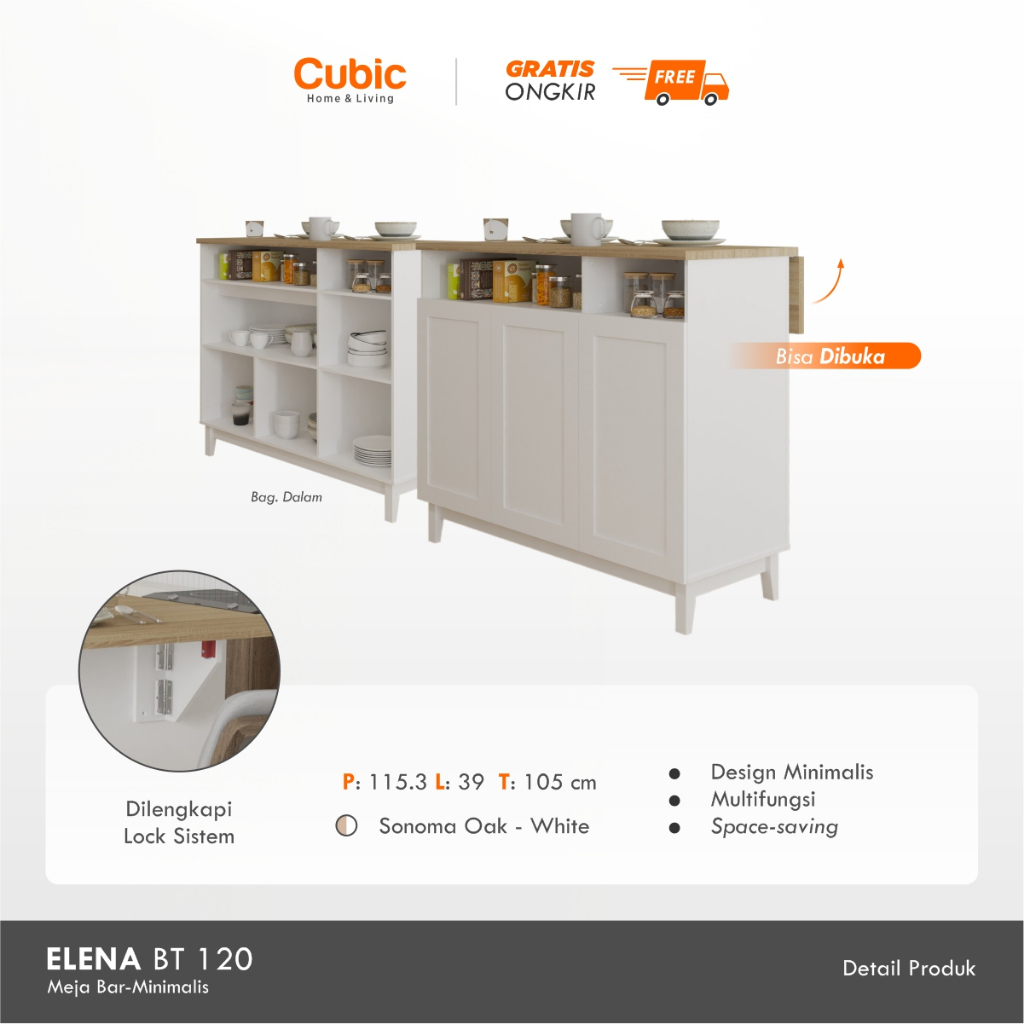 Jual Cubic Meja Makan Tinggi / Bar Table / ELENA BT 120 | Shopee Indonesia