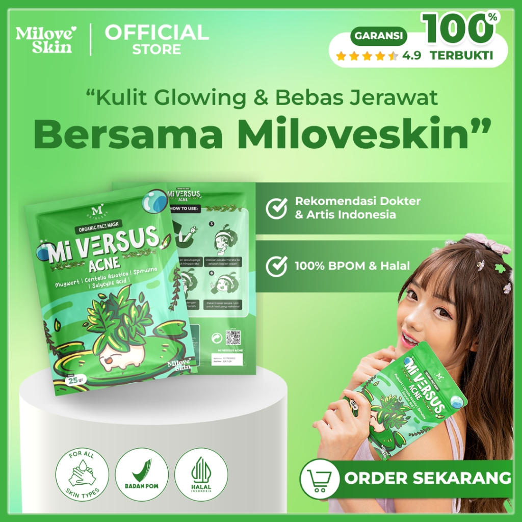 Jual Milove Skin - Mi Versus Acne Masker Wajah Organik Solusi Jerawat, Glowing, Bopeng | Shopee ...