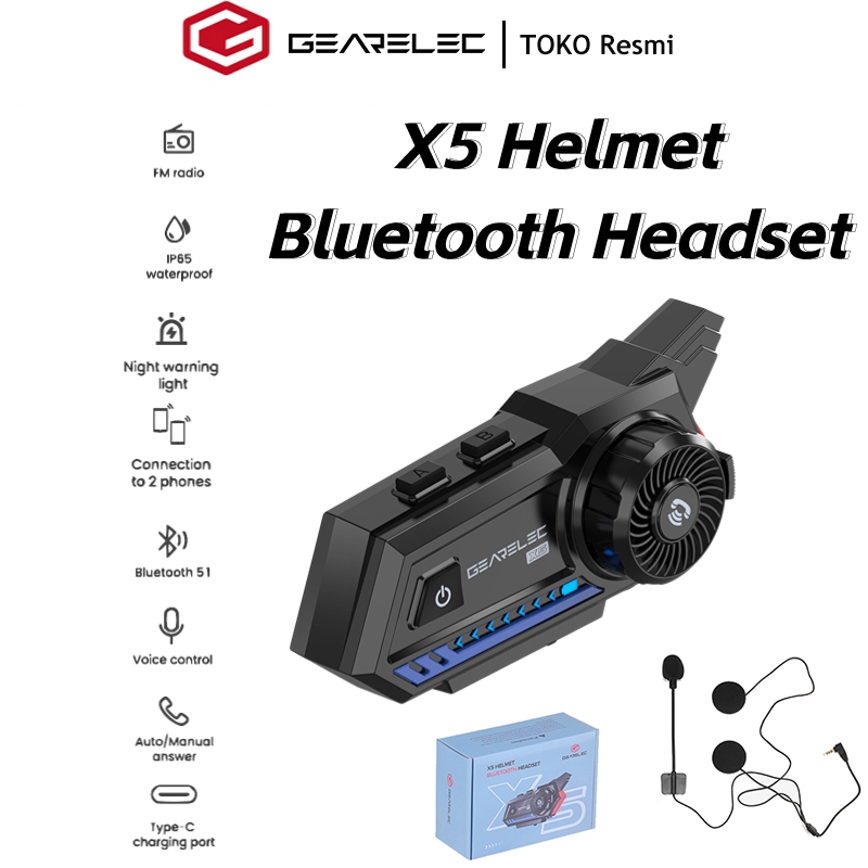 Jual GEARELEC X5 Bluetooth Helm Headset Hands Free Call BT 5.1 dengan ...