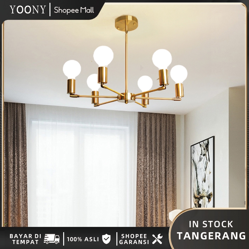 Jual YOONY Lampu Gantung 6 Kepala Sederhana Nordic Lampu Gantung Ruang ...
