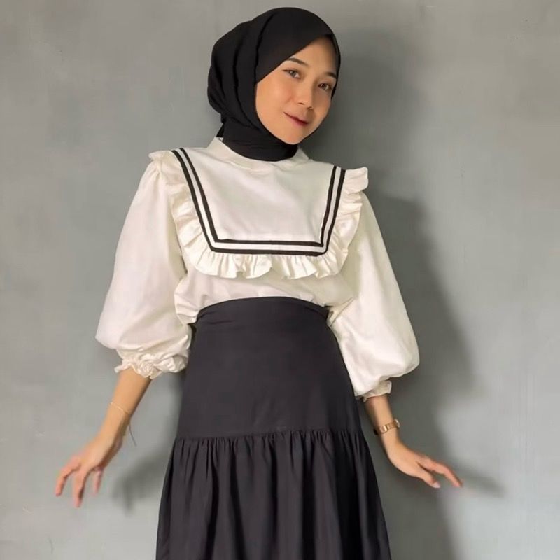 Jual Boni Top Blouse Katun Twist Motif Pita | Shopee Indonesia