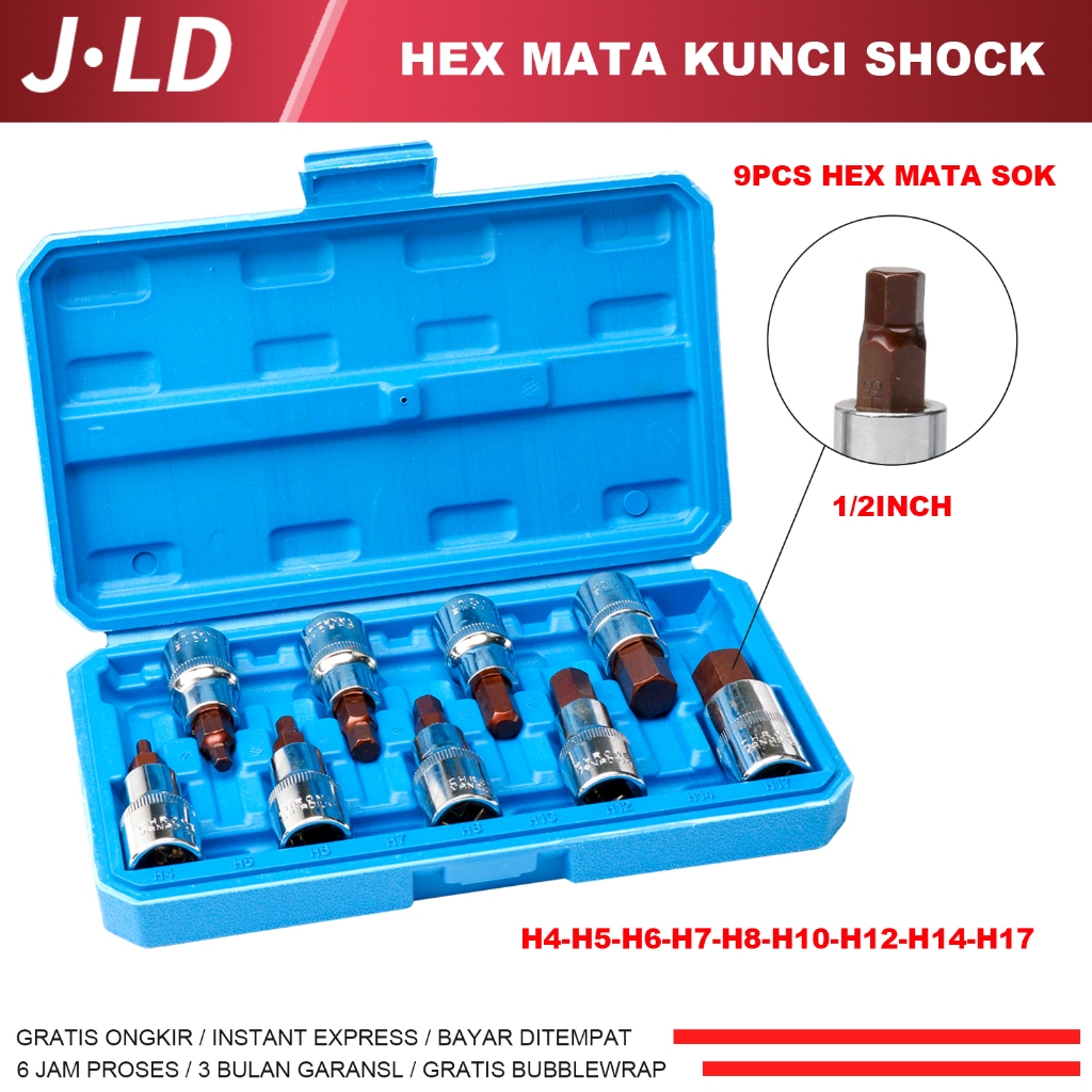 Jual JLD Mata Kunci Shock Torx 1/2INCH MATA KUNCI SOK DRIVE 9pcs Mata ...