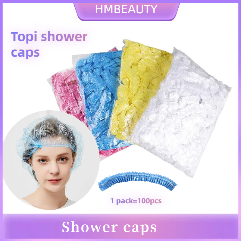 Jual ⭐️100pcs⭐️Disposable Hairnet Shower Caps Plastik Topi Penutup ...