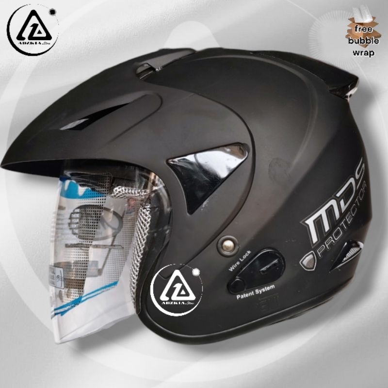 Jual HELM MDS PROTECTOR SOLID BLACK DOFF|HALF FACE | Shopee Indonesia